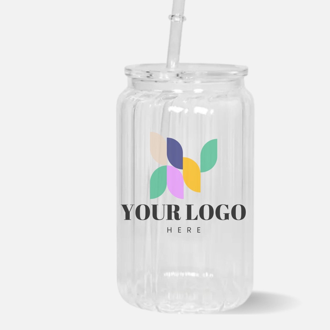 Glass Coffee Cups With Lid Custom Tumbler Aesthetic Cup Logo Corporate ...