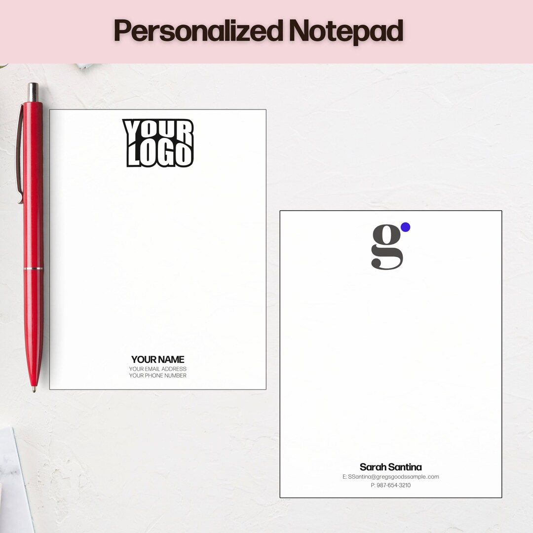 Personalized Notepad Custom Logo Notepad Custom Stationery Custom ...