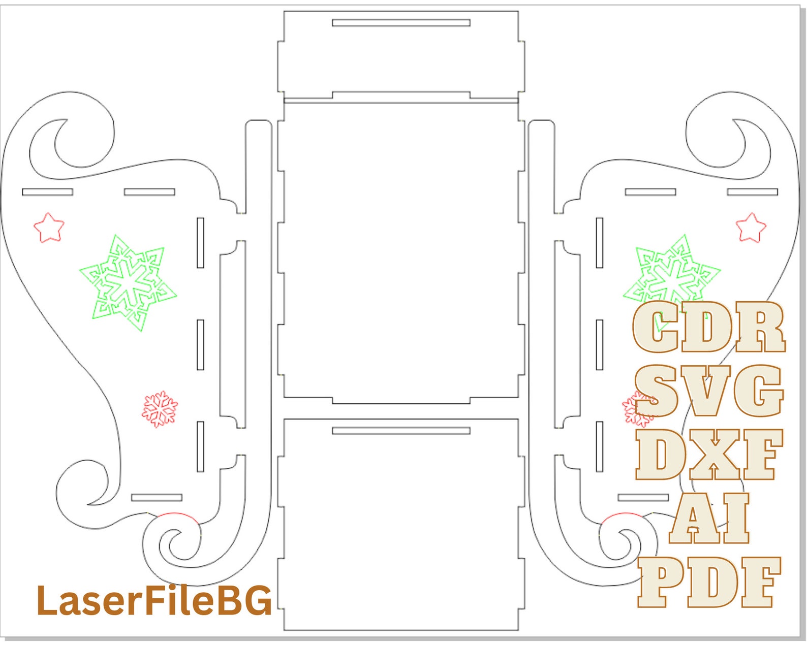 Christmas Sleigh, Pattern Vector for Laser Cutting, Svg, Dxf, Ai, PDF ...