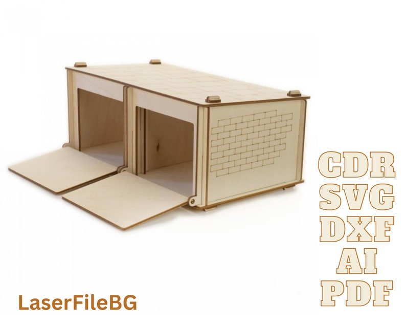 Wood Toy SMALL GARAGE. Pattern Vector for Laser Cutting, Svg, Dxf, Ai ...