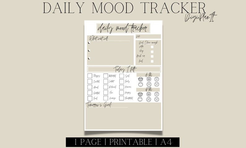Daily Mood Tracker, Printable Mood Tracker, Emotion Tracker, Self Care ...