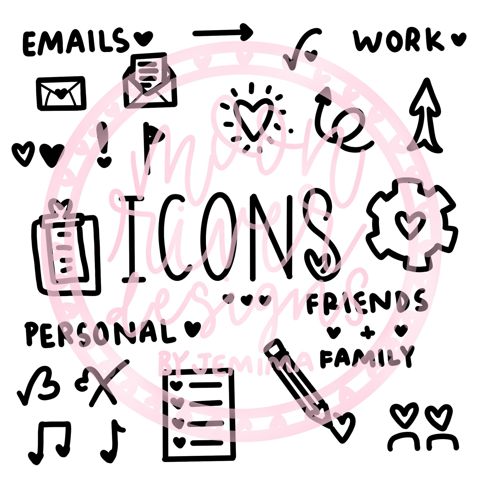 Digital Work Personal Stickers Icons Organising Cute Aesthetic - Etsy