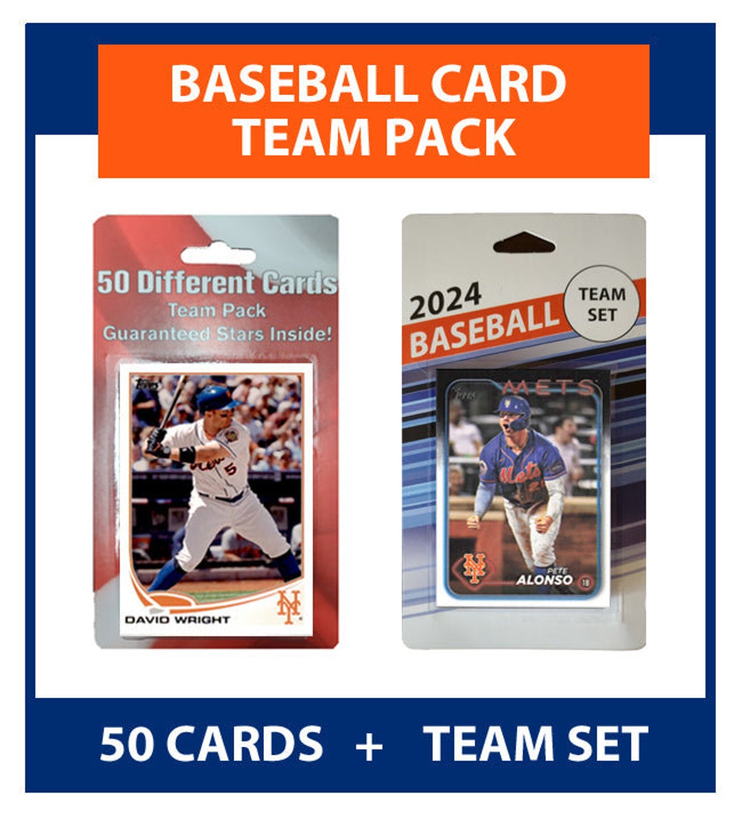 New York Mets Team Pack 50 Cards Wright 2024 Topps Team Set Alonso - Etsy