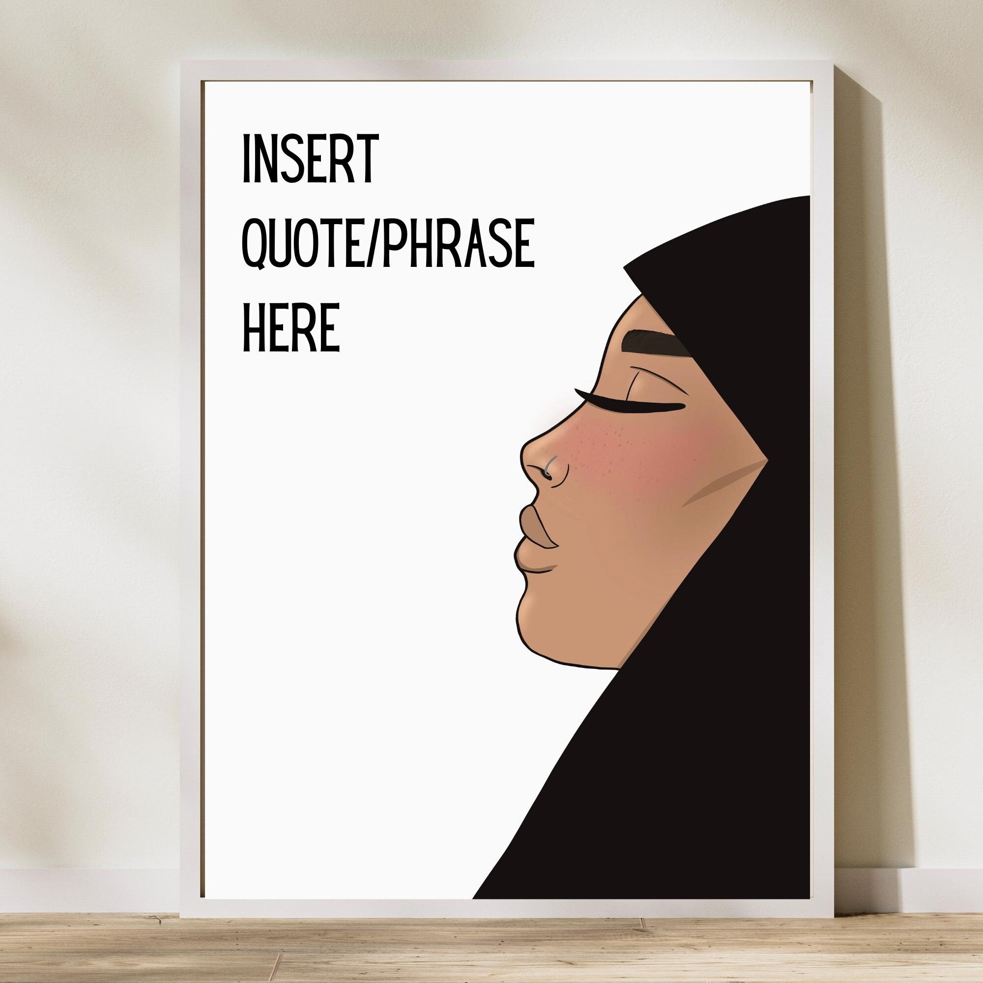 Hijabi Girl Print, Islamic Art, Islamic Art Quotes, Hand Drawn Digital ...