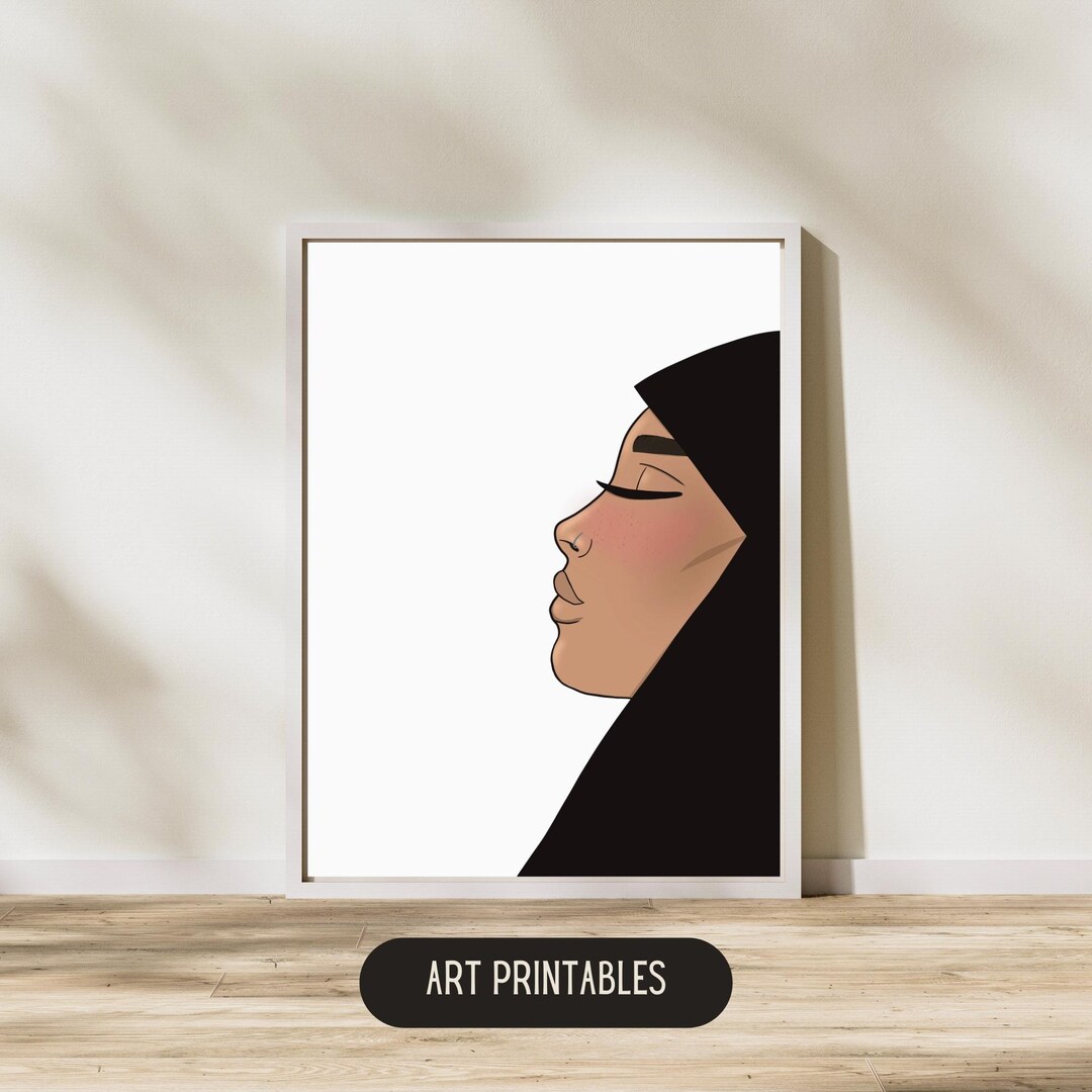 Hijabi Girl Print, Islamic Art, Islamic Art Quotes, Hand Drawn Digital ...