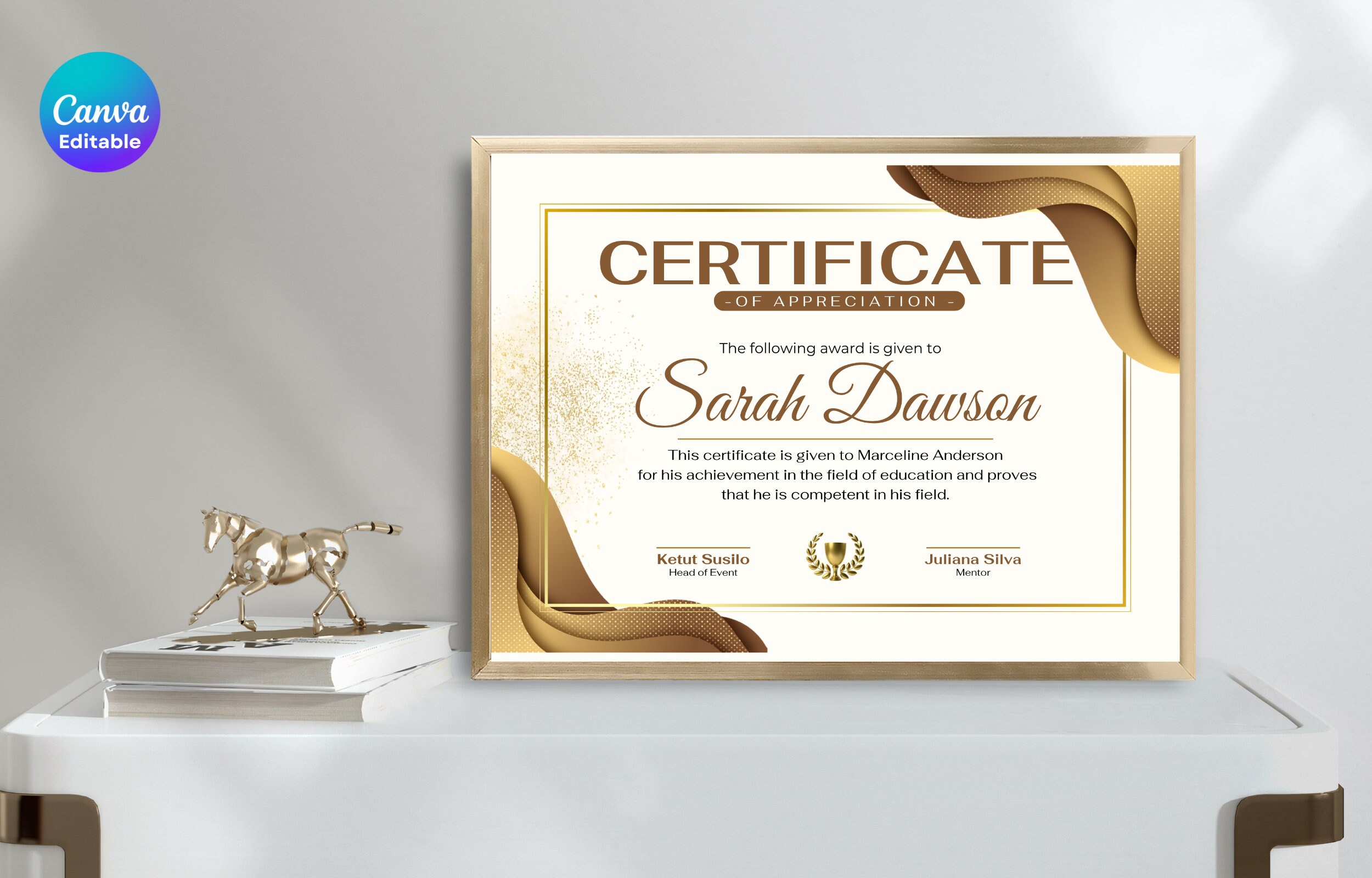 Appreciation Certificate, Printable Customizable Editable Design ...