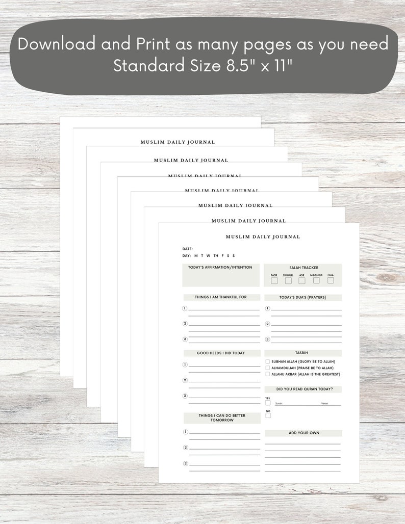 The Muslim Daily Journal - Printable Salah Tracker, Salah Journal, Duaa ...