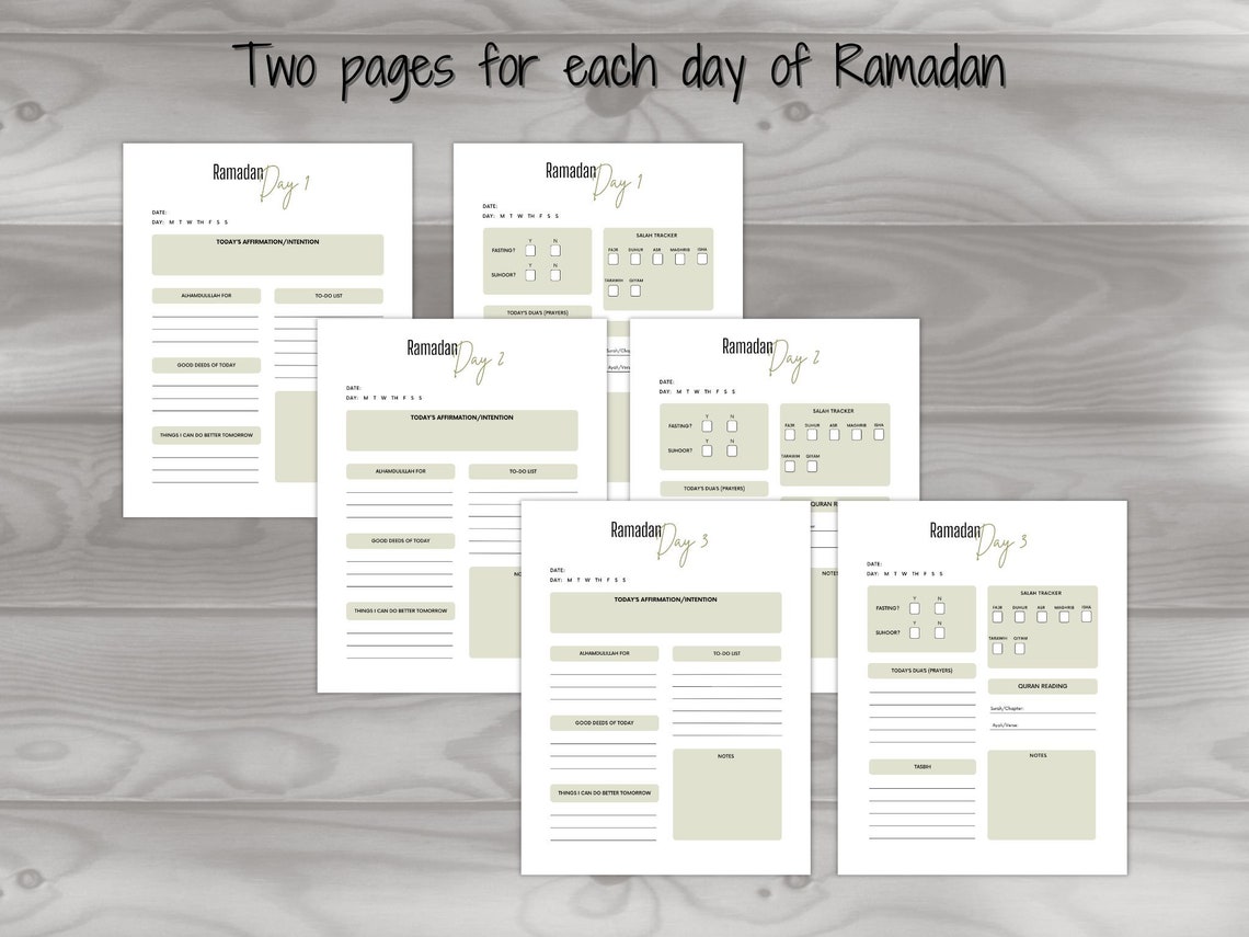 Ramadan Planner 2025 | Digital and Printable Salah, Dua, Quran ...