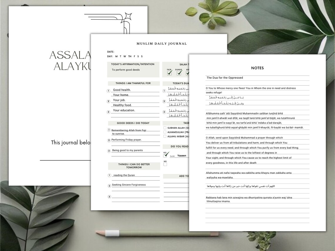 The Muslim Daily Journal - Printable Salah Tracker, Salah Journal, Duaa ...