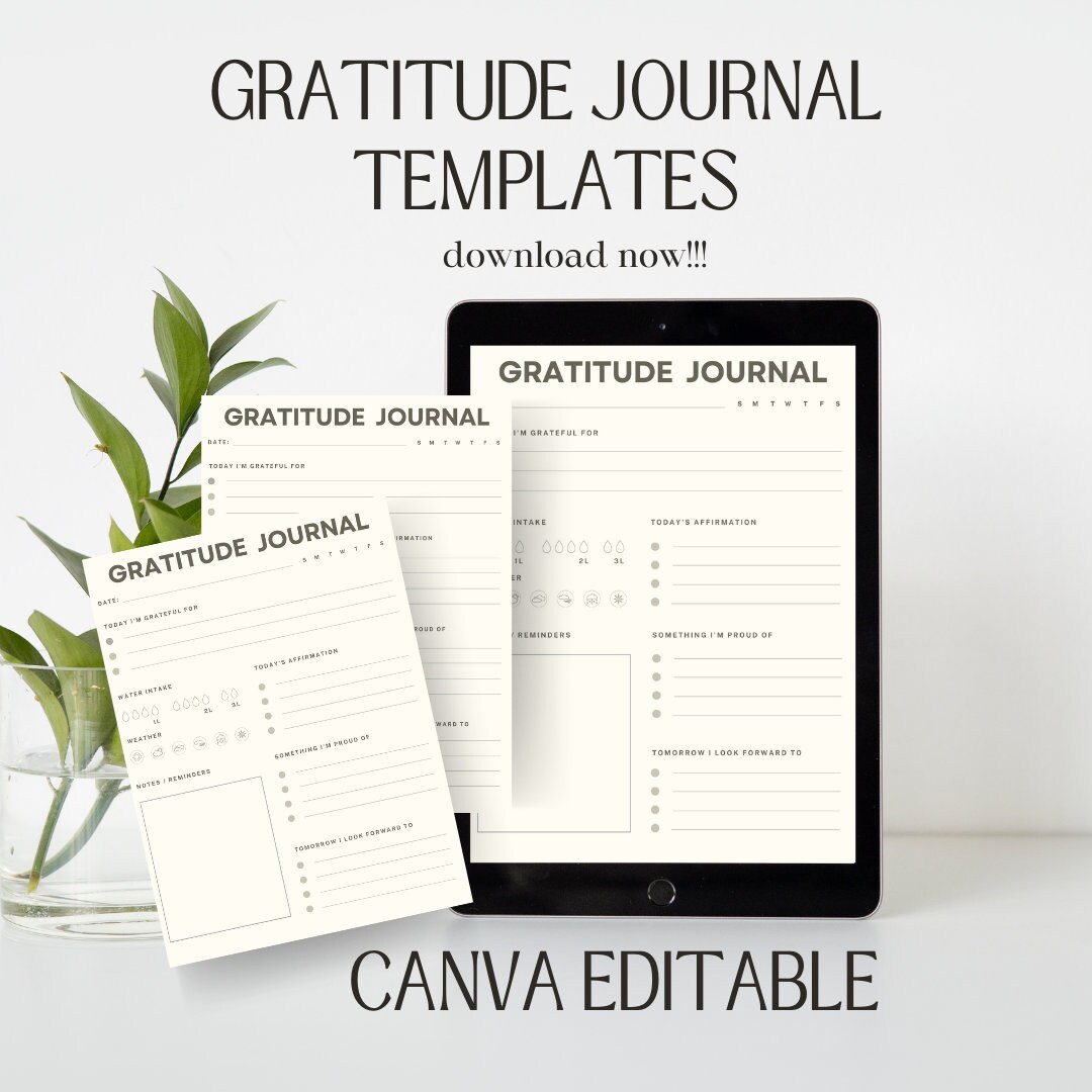 Simple and Minimal Printable Gratitude Journal, Simple Minimal Design ...