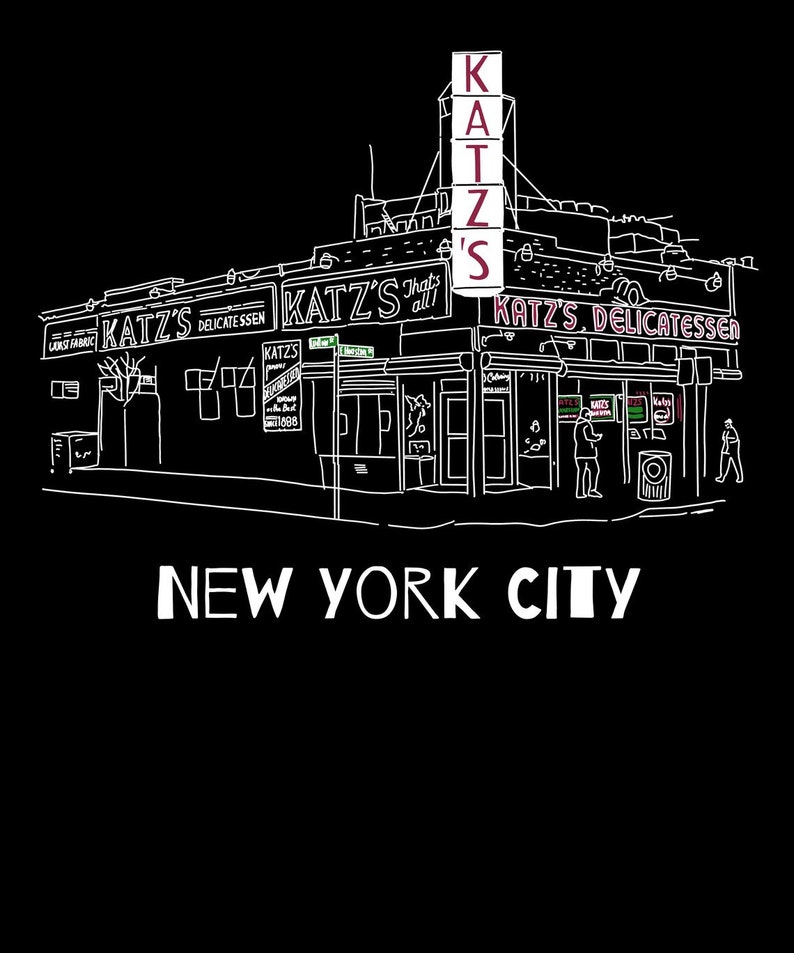 Katz Deli T-shirt: Hand-drawn New York City Foodie Tee - Etsy