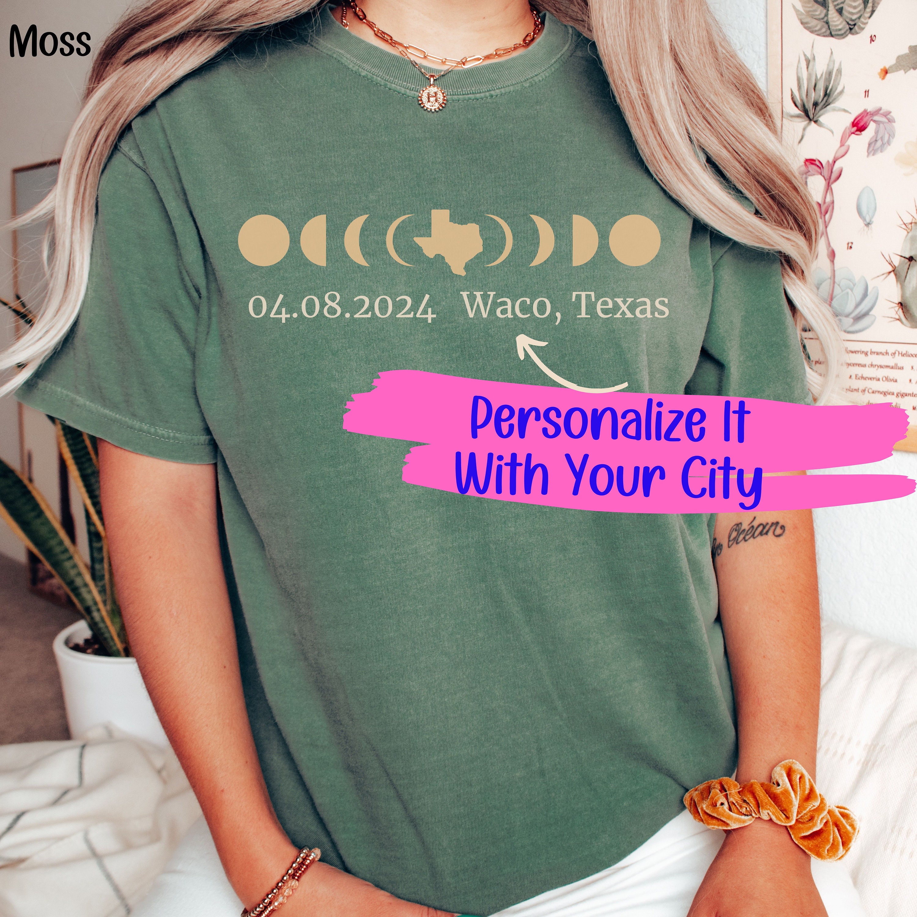 Texas Total Solar Eclipse Shirt, Personalized Eclipse Viewing, Custom ...