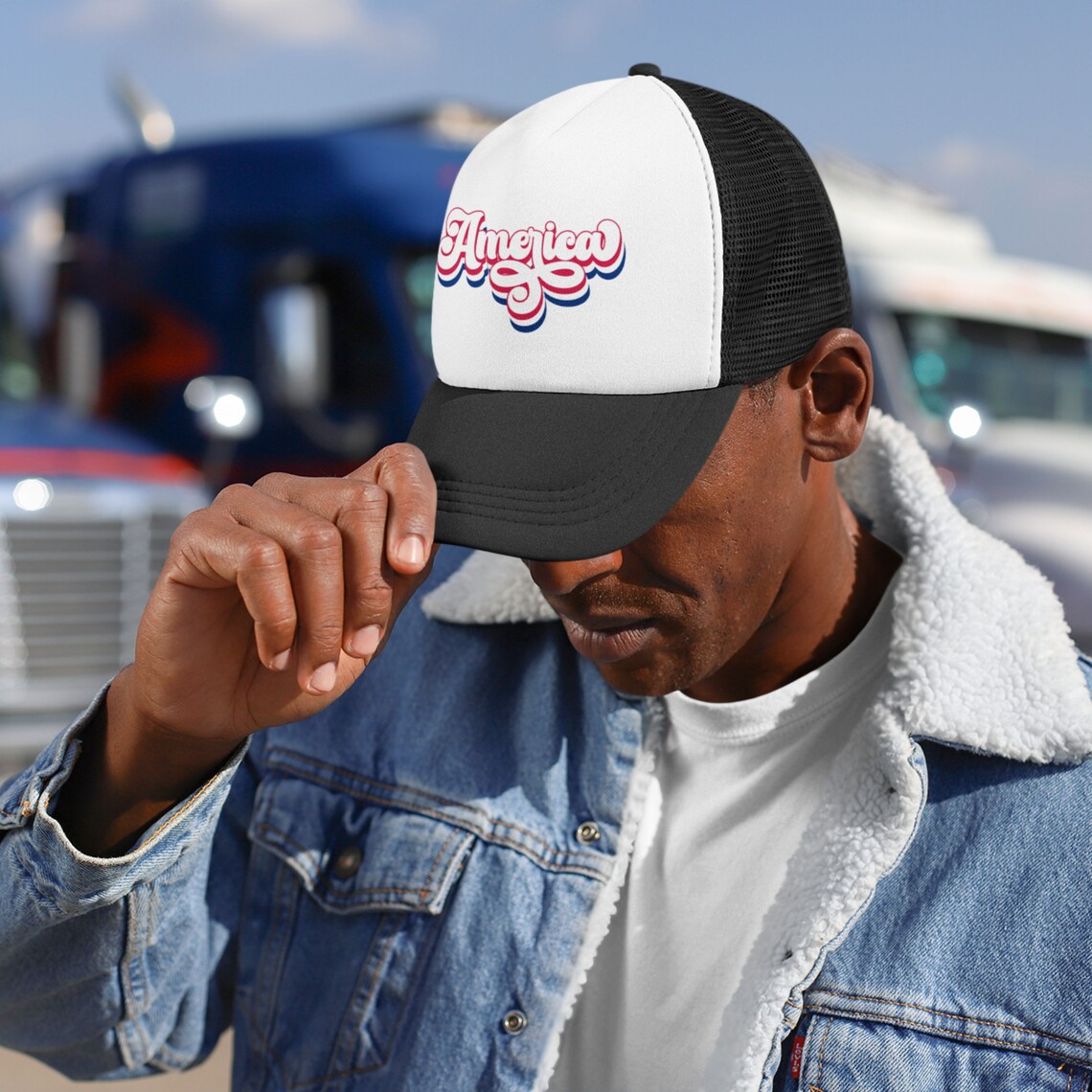 Retro America Trucker Cap, Patriotic Mesh Baseball Hat - Etsy