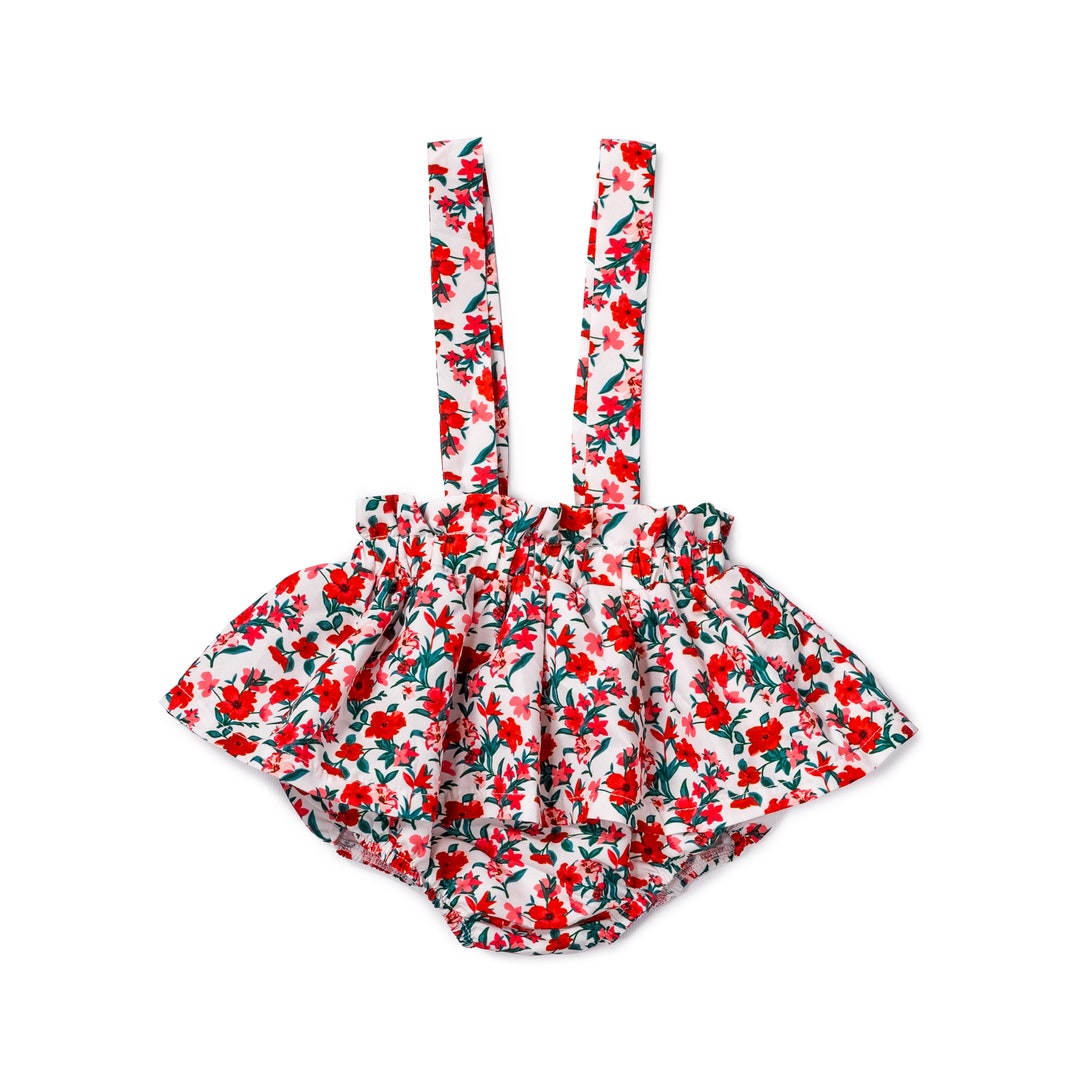 Baby Girl Red and Green Poppy Floral Romper/bloomers, Summer Outfits ...