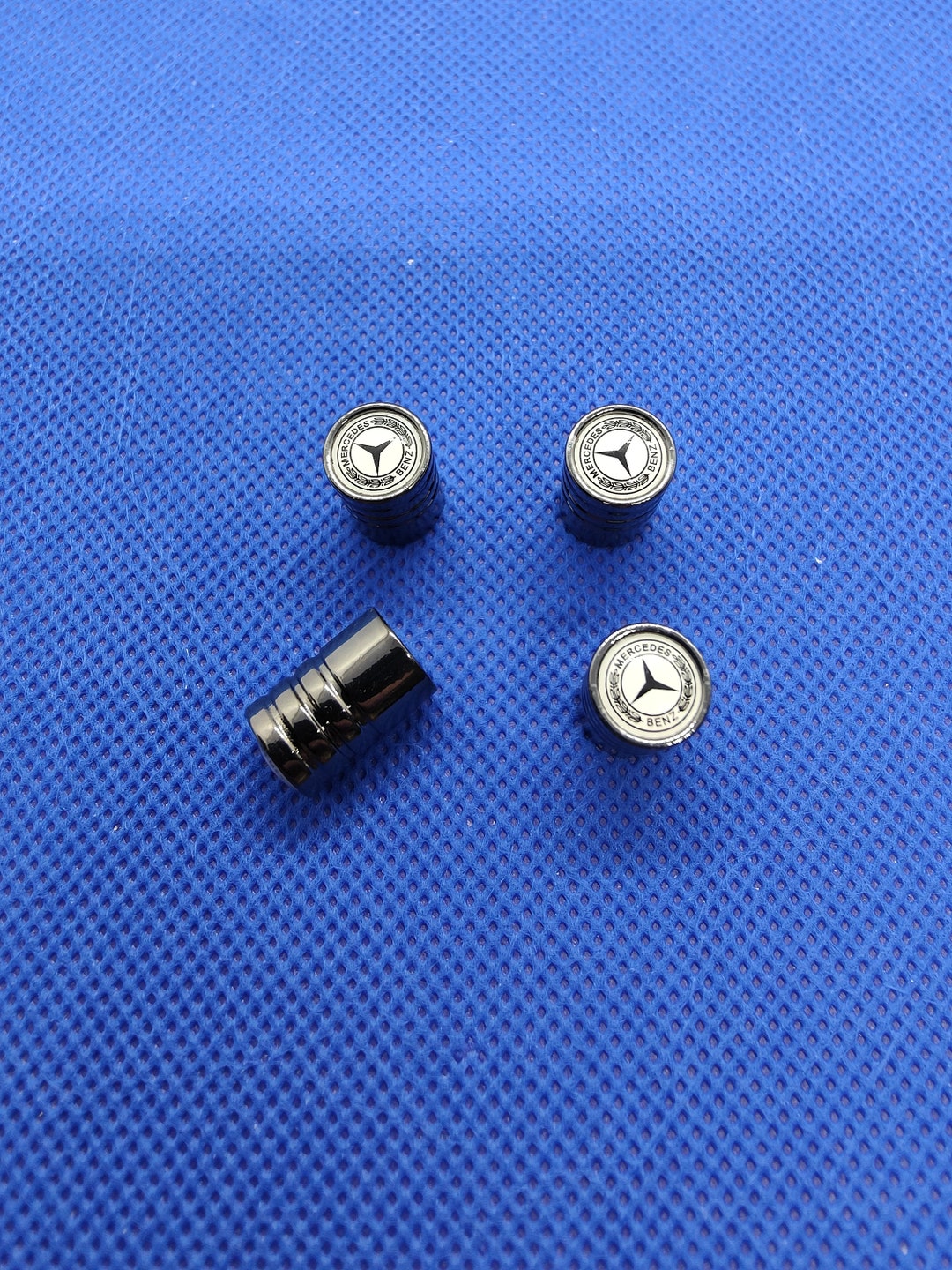 4 VALVE CAP Mercedes Logo Dark Silver Original Quality - Etsy