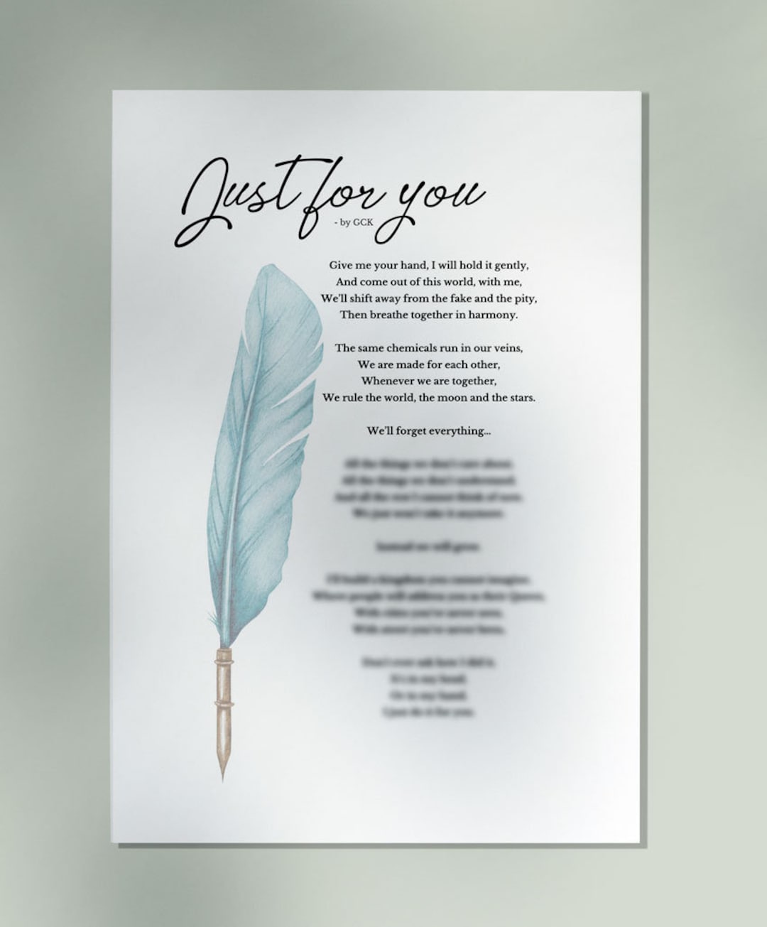 Just for You Poem Original Poem Love Poetry Love Declaration Girlfriend ...