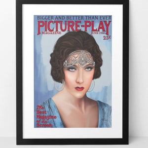 Gloria Swanson Original Wall Art Print Poster Illustration. 1920s ...