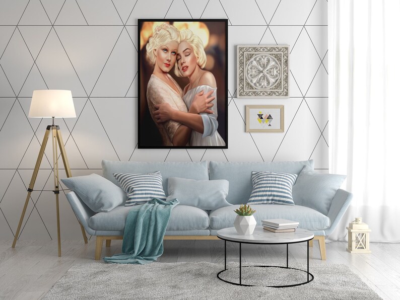 Jean Harlow & Marilyn Monroe Original Illustration Wall Art Print Home ...