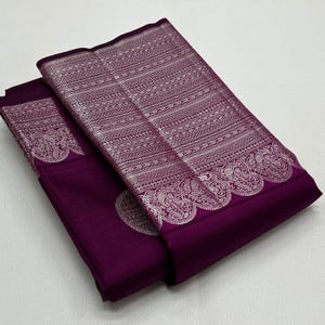 Plum Purple Pure Silk Kanchipuram Pattu Saree - Etsy