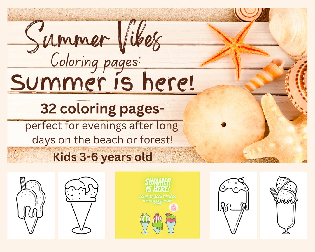 SUMMER IS HERE! Coloring Pages for Kids. Let's Color All Ice-cream ...