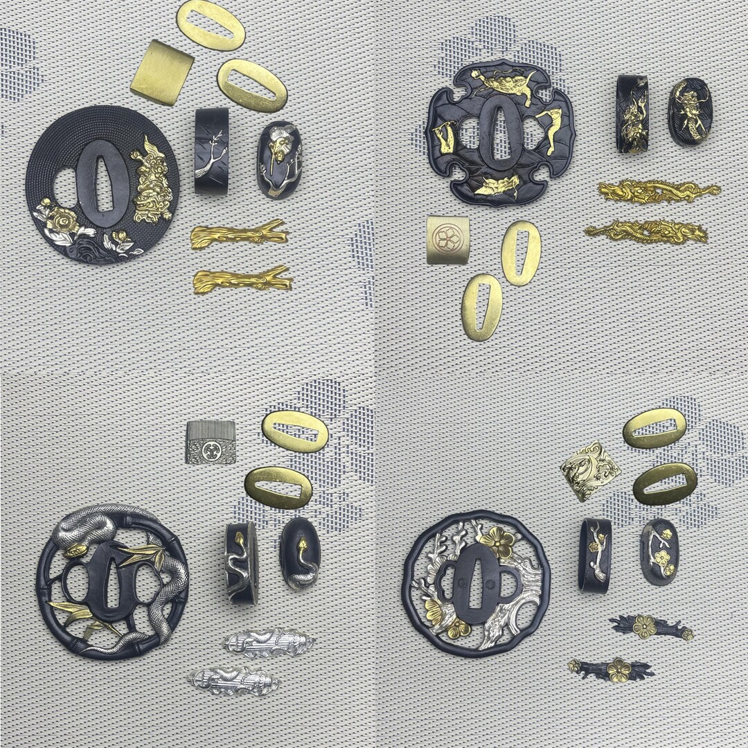 Gold and Silver Plating Tsuba Guard DIY Katana Tsuba Include Habaki ...