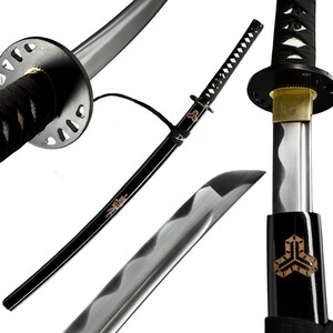 Handmade Katana Japanese Samurai Sword Sharp Metal Katana Black Ninja ...