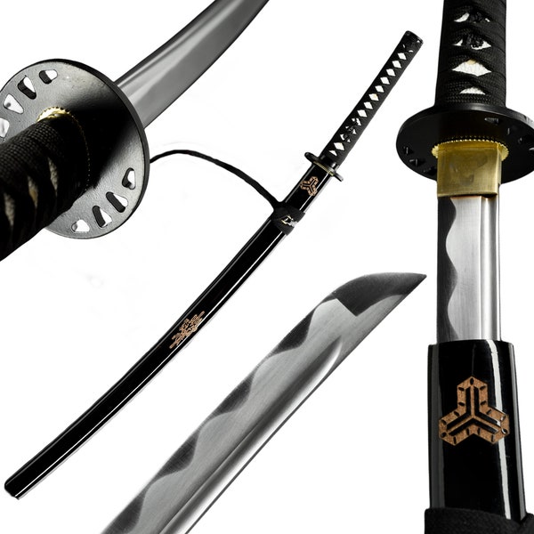 Handmade Katana Japanese Samurai Sword Sharp Metal Katana Black Ninja ...