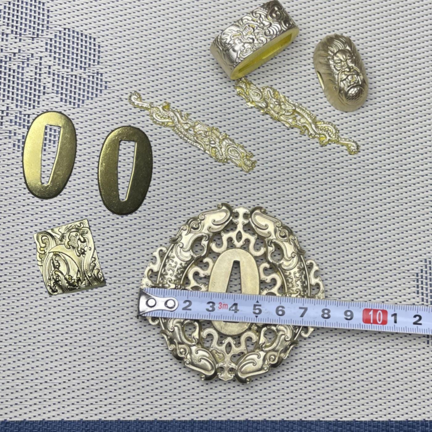 DIY Katana Tsuba Dragon Theme Tsuba Guard Include Habaki Seppa Fuchi ...