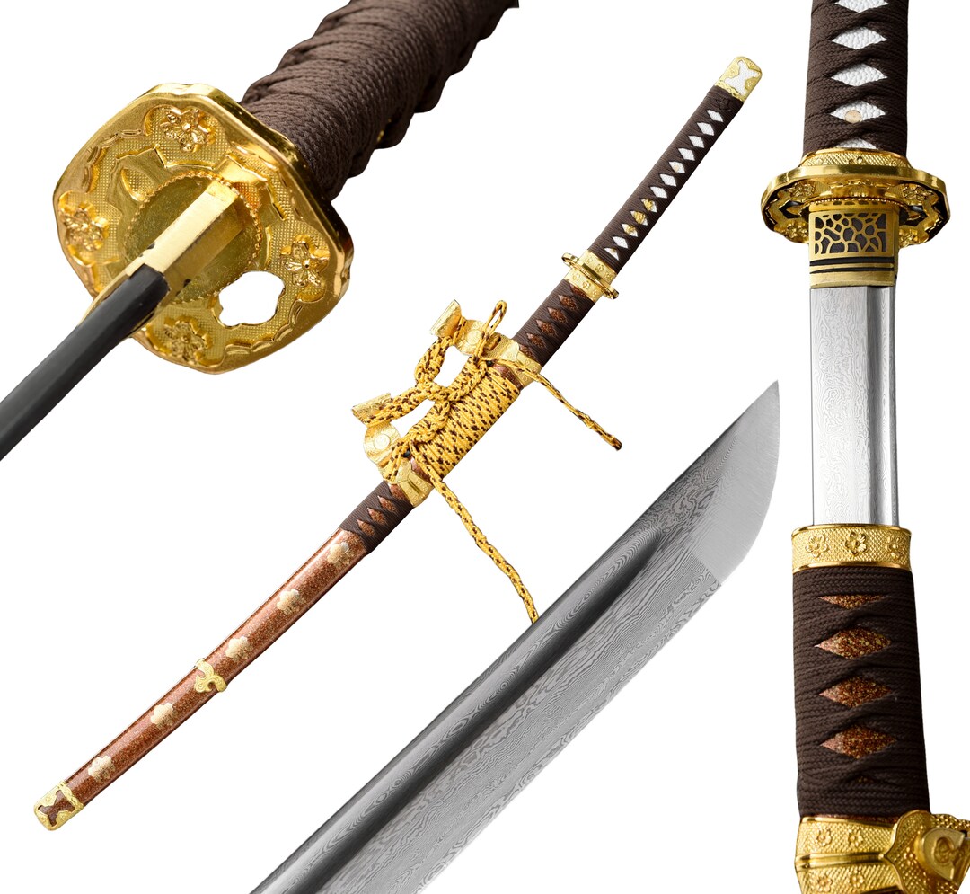 Handmade Japanese Tachi Odachi Sword Damascus Steel With Brown Scabbard ...