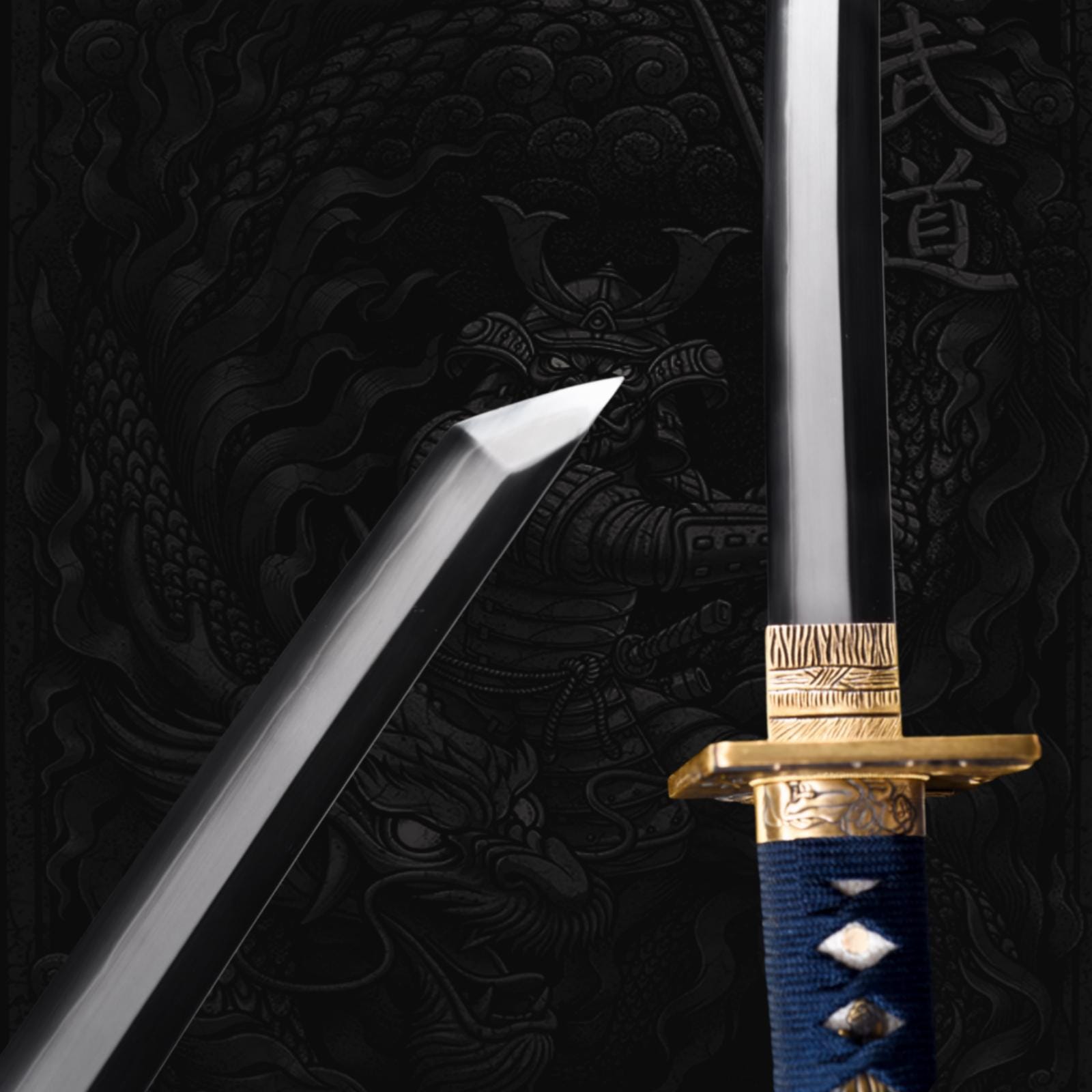 Handmade Samurai Character Themed Katana Original Design Square Tsuba ...