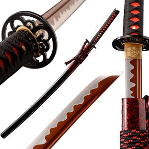 Handmade Katana Japanese Samurai Sword Sharp Metal Katana Black Ninja ...