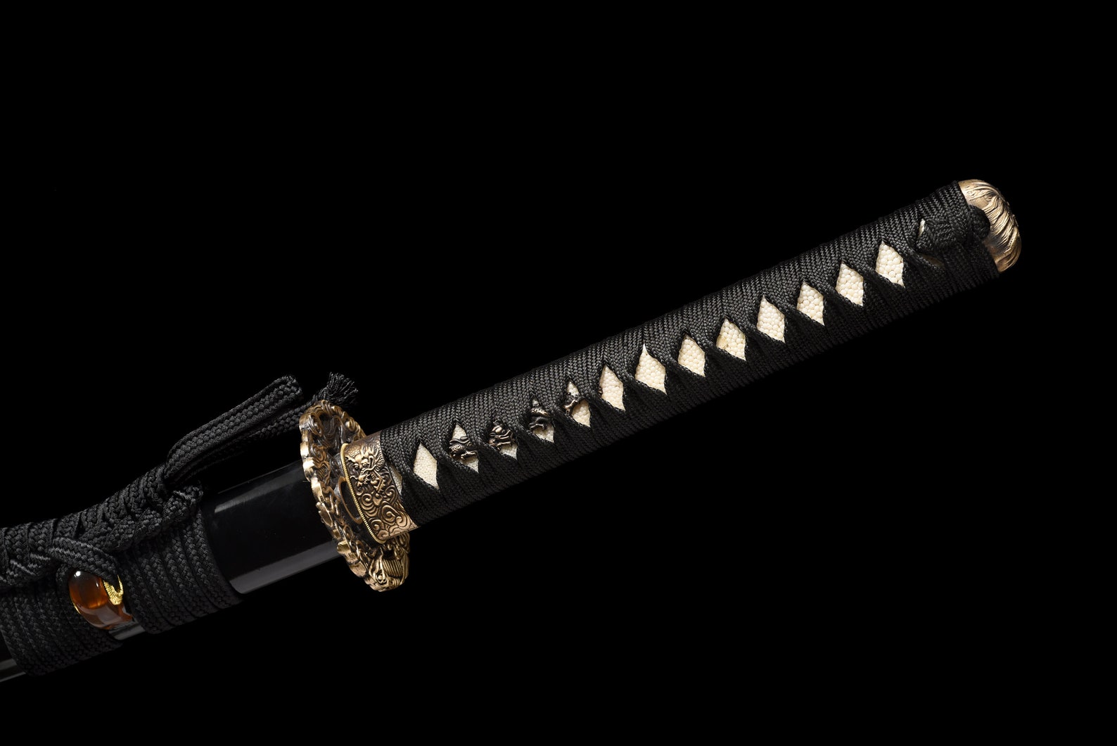 Embossed Cloud and Dragon Samurai Beaten Sword Hand-carved Scabbard ...