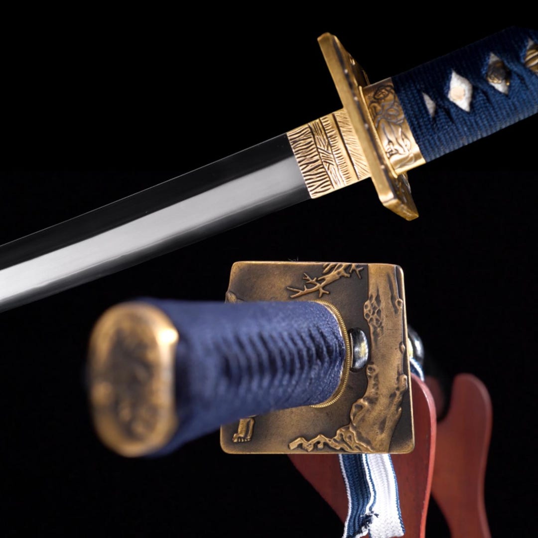 Handmade Samurai Character Themed Katana Original Design Square Tsuba ...