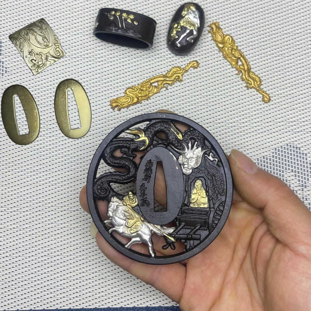 Handmade Copper Katana Tsuba Set: Samurai Sword DIY Accessories - Etsy