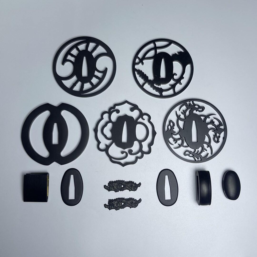 Part 2 DIY Katana Tsuba Iron Tsuba Guard Include Habaki Seppa Fuchi ...