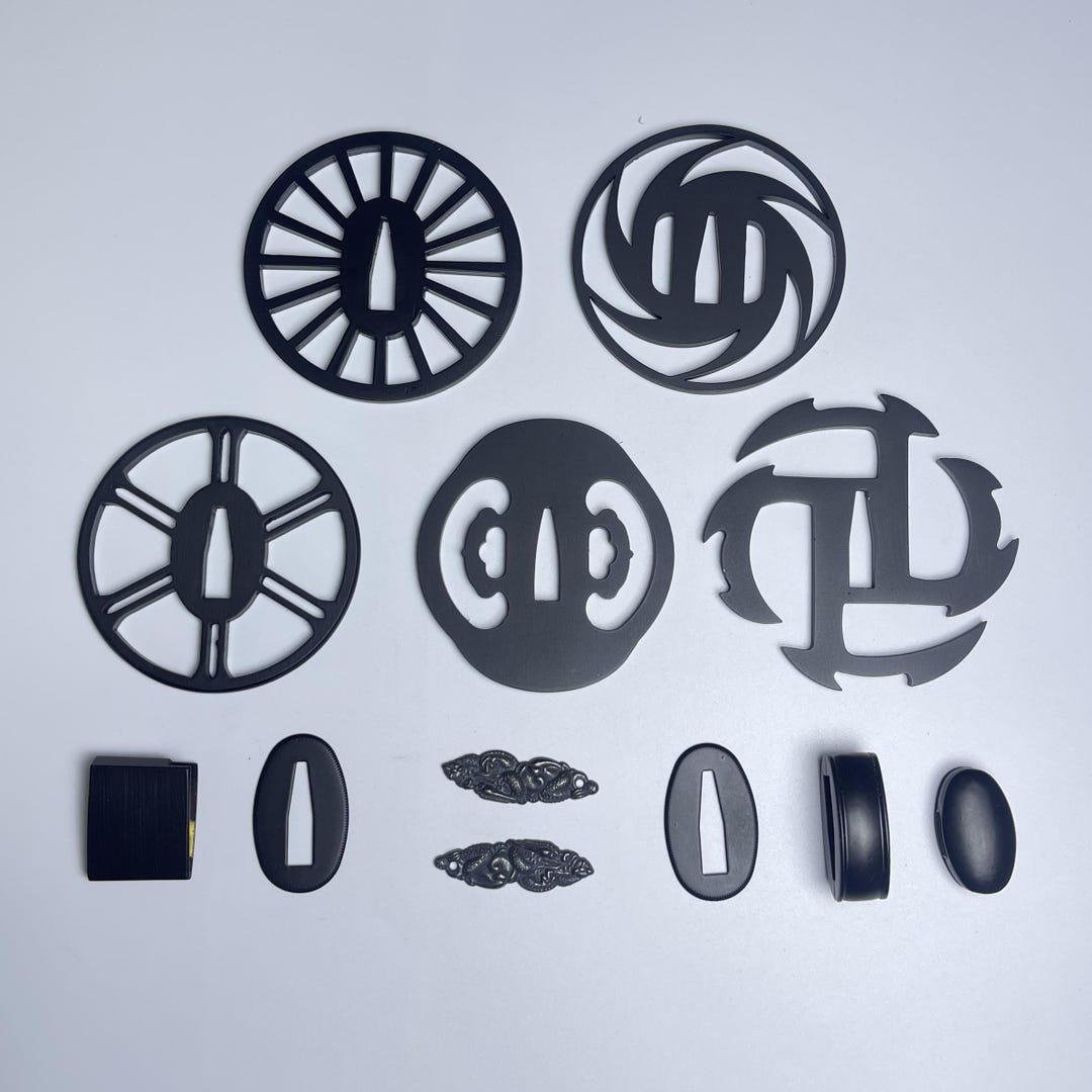 Part 2 DIY Katana Tsuba Iron Tsuba Guard Include Habaki Seppa Fuchi ...