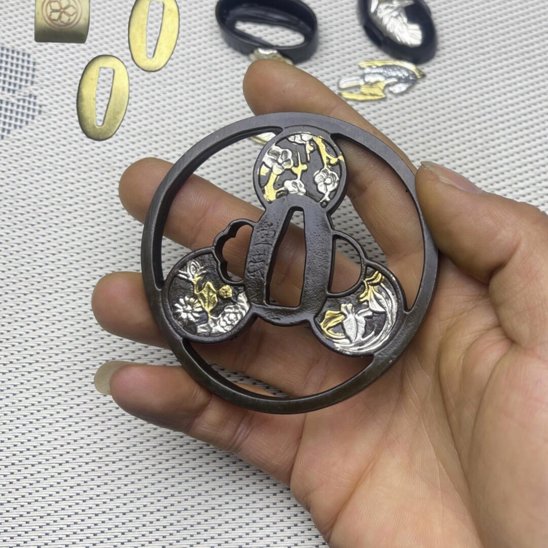 DIY Katana Tsuba Eagle Theme Tsuba Guard Include Habaki Seppa Fuchi ...