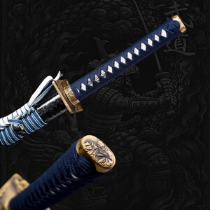 Handmade Samurai Character Themed Katana Original Design Square Tsuba ...