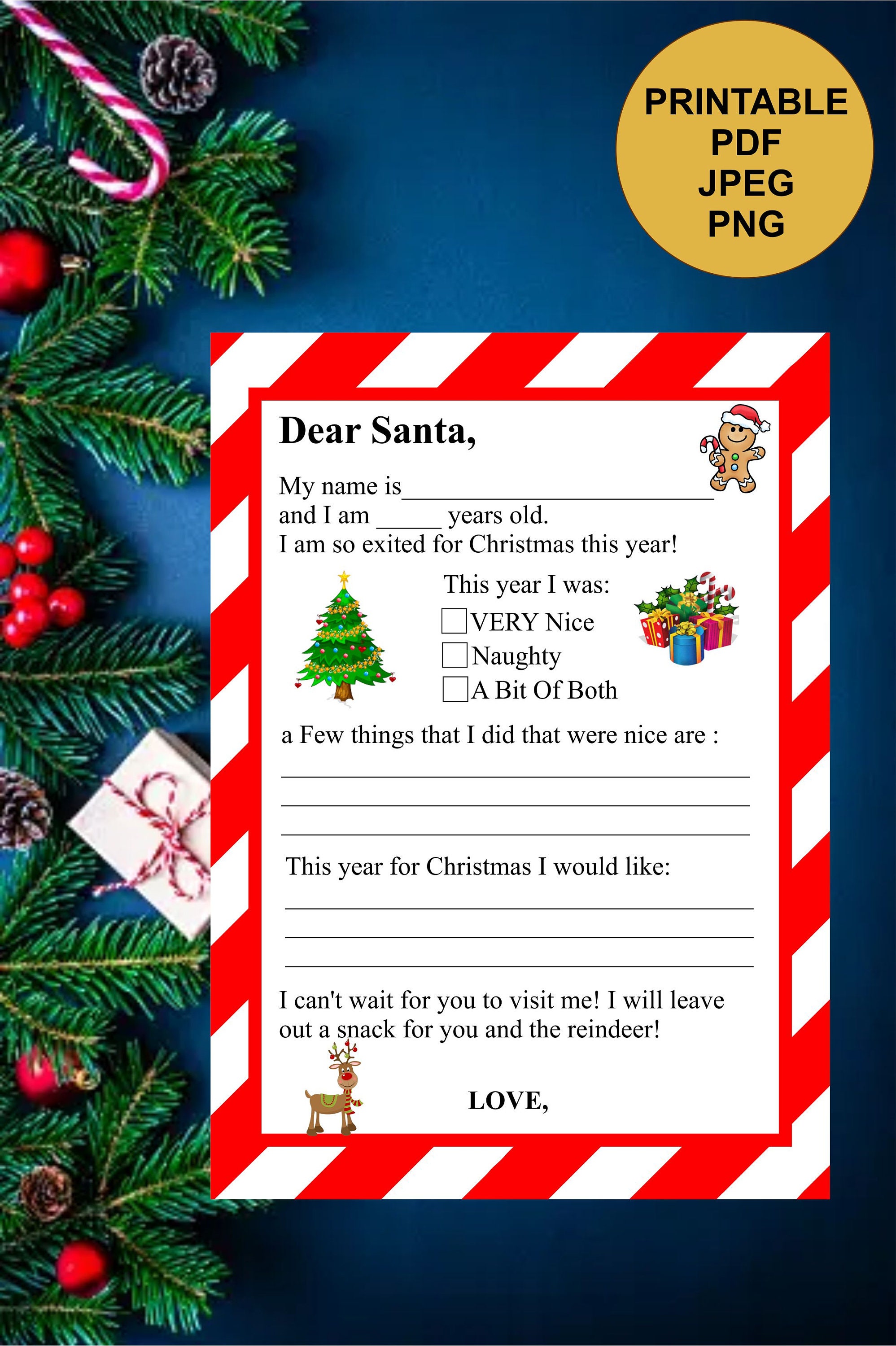 Letter to Santa, Letter From Santa, Printable Letter to Santa Instant ...