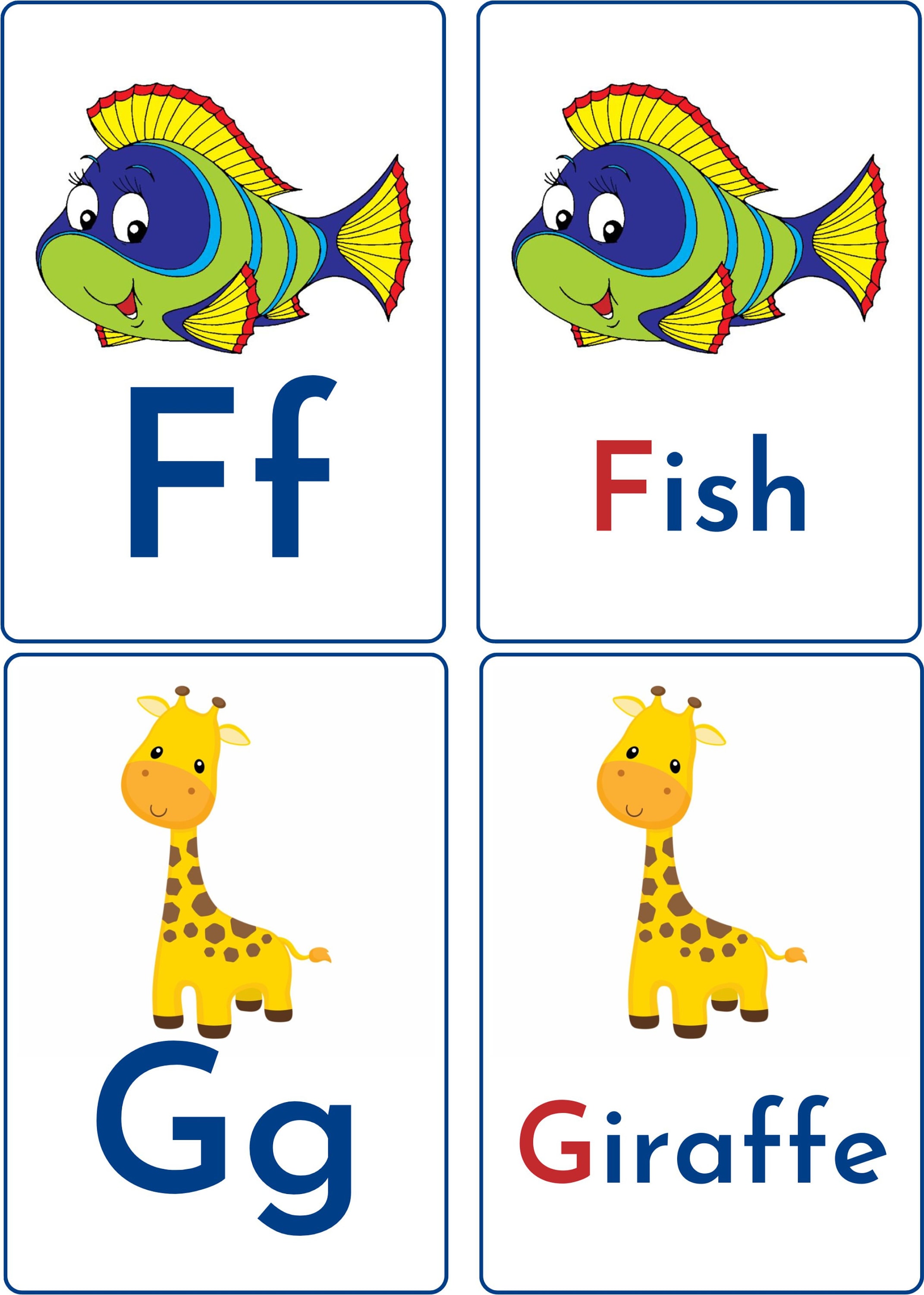 Alphabet Flash Cards, ABC Printable Picture Flash Cards, Preschool ...