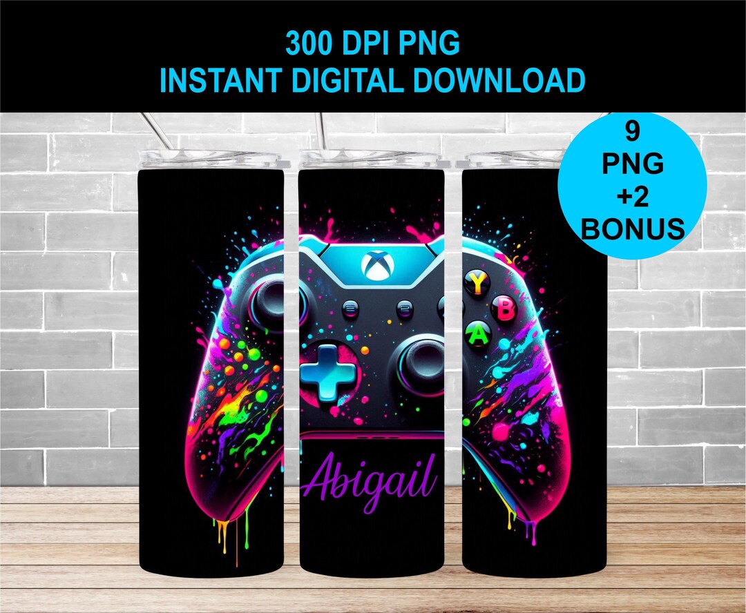 Neon Gamer Tumbler Sublimation Design: Game Controller Wrap (PNG) - Etsy