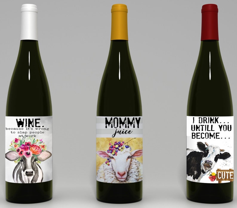 Funny Wine Bottle Labels | Label Digital Download | Wine Printable ...