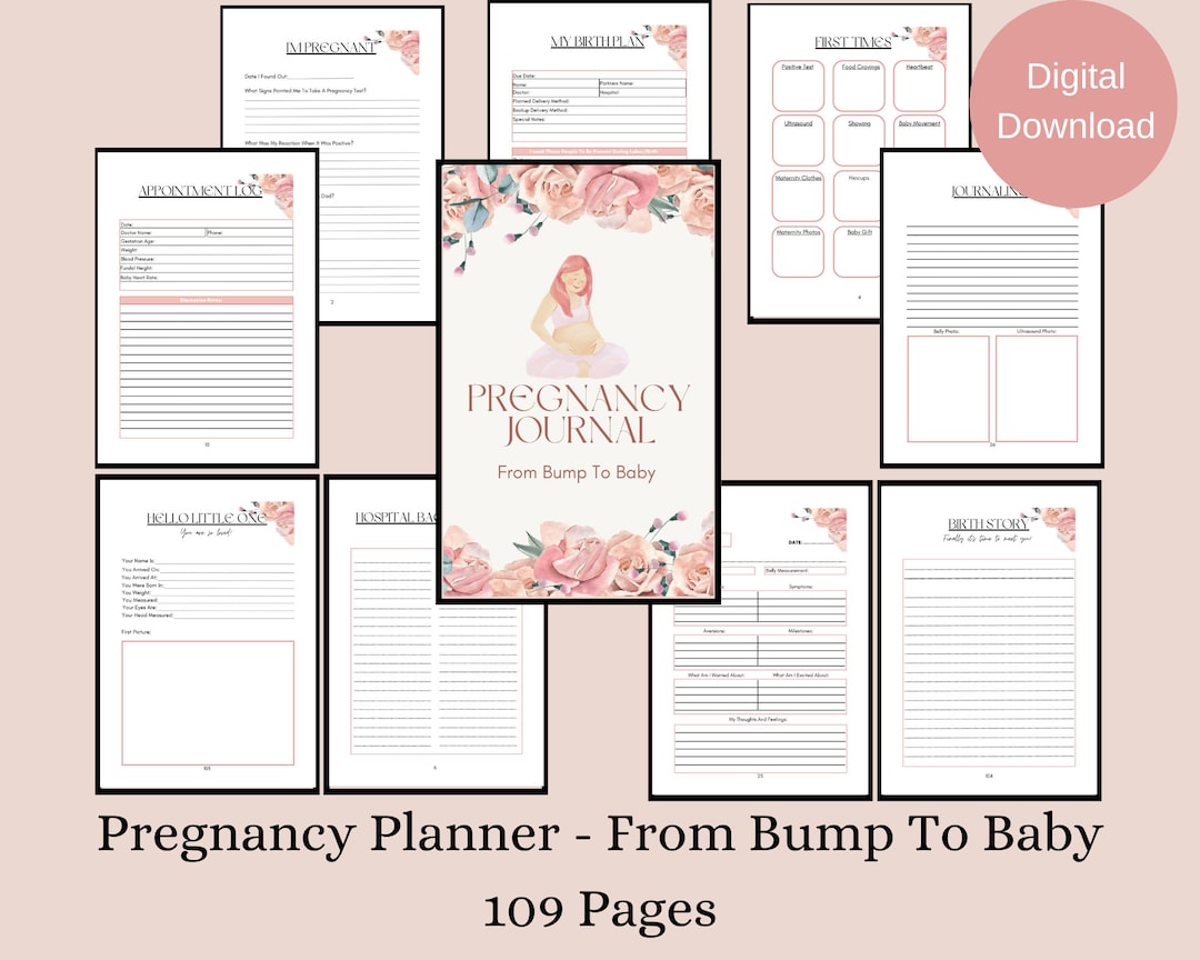 Printable Pregnancy Journal Bundle for the Mom to Be, Planner for First ...