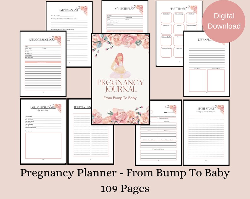 Printable Pregnancy Journal Bundle for the Mom to Be, Planner for First ...