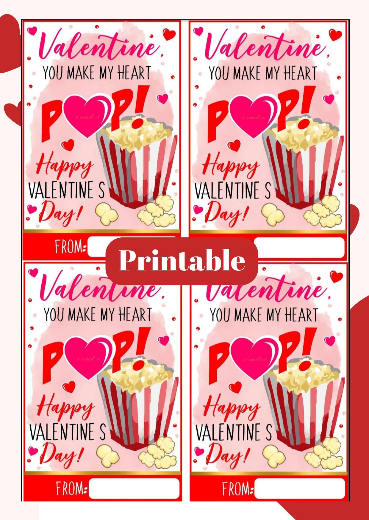 PRINTABLE You Make My Heart POP Microwave Popcorn Tags| Instant ...