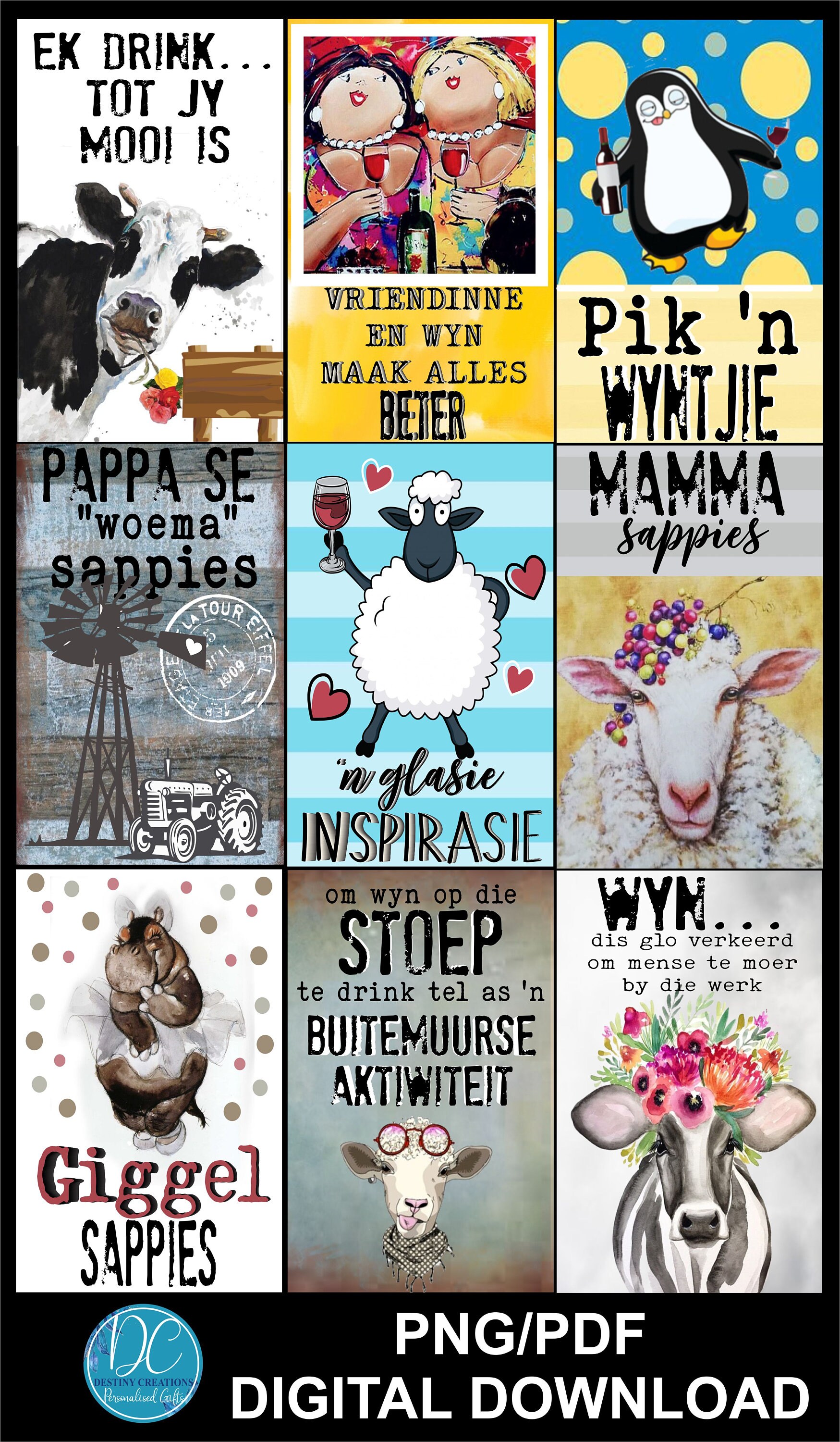 Afrikaans Funny Wine Bottle Labels Label Digital Download Wine ...