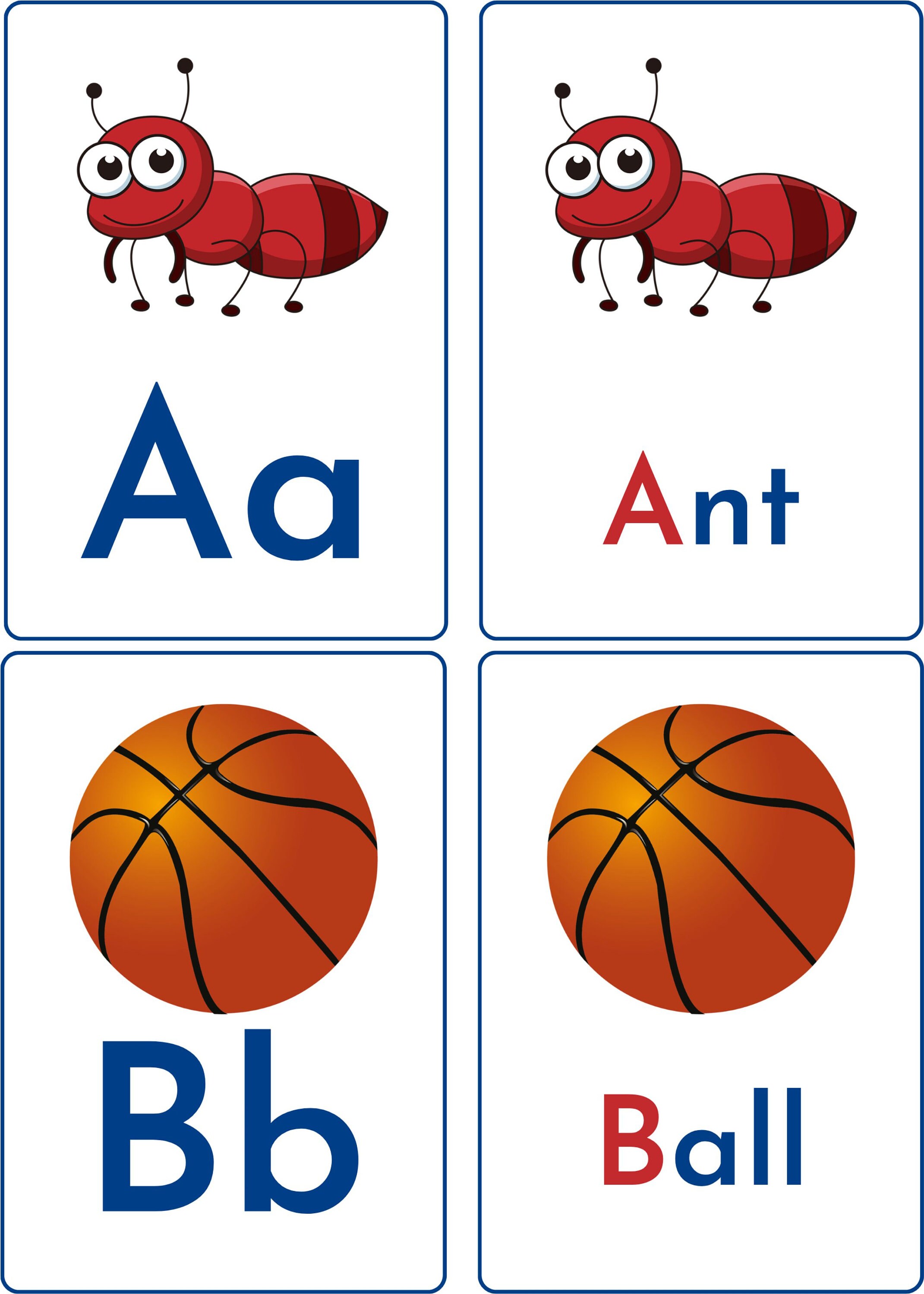 Alphabet Flash Cards, ABC Printable Picture Flash Cards, Preschool ...