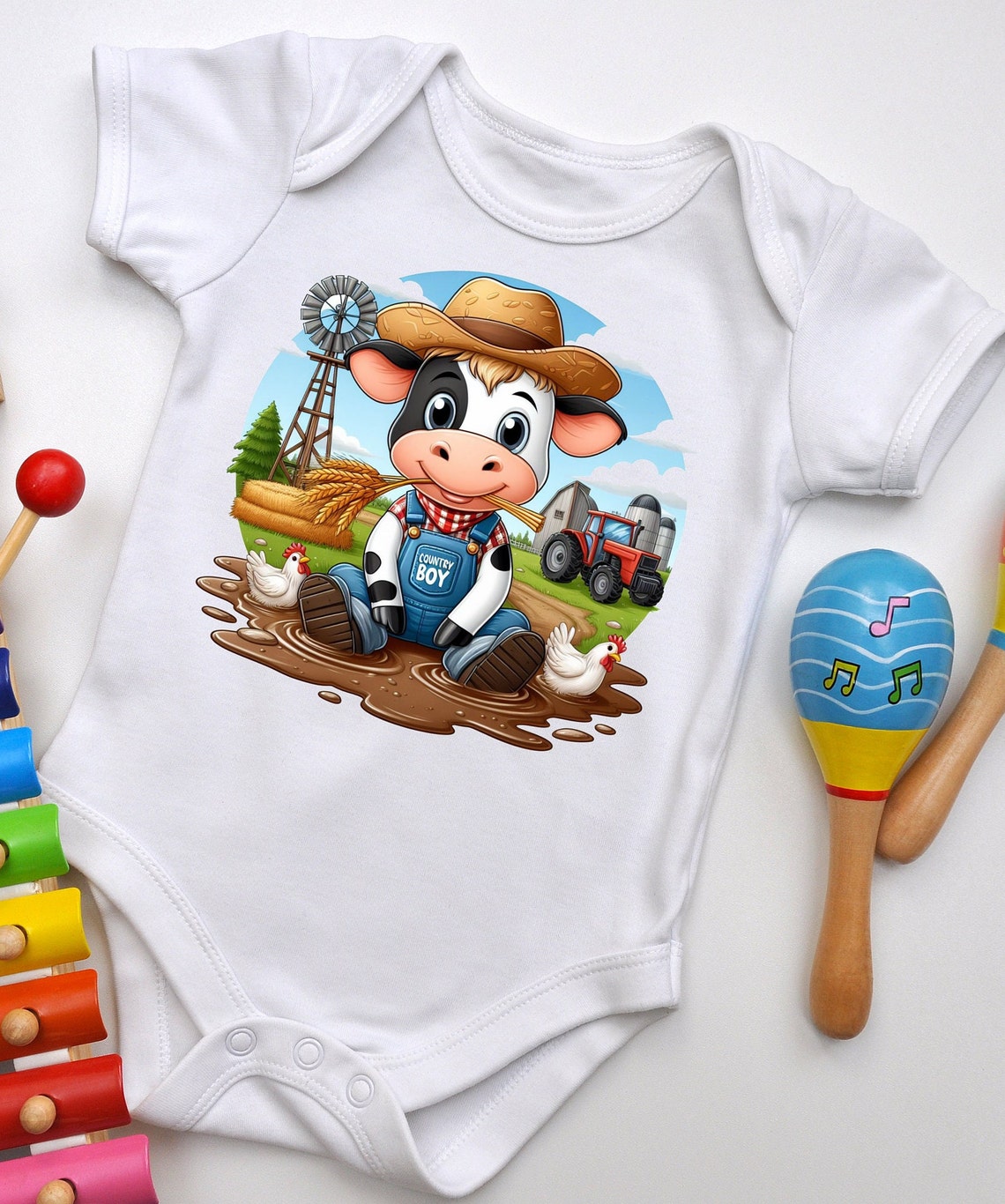 Cartoon Country Boy Cow PNG Clipart: Farm Life Designs (digital Design ...