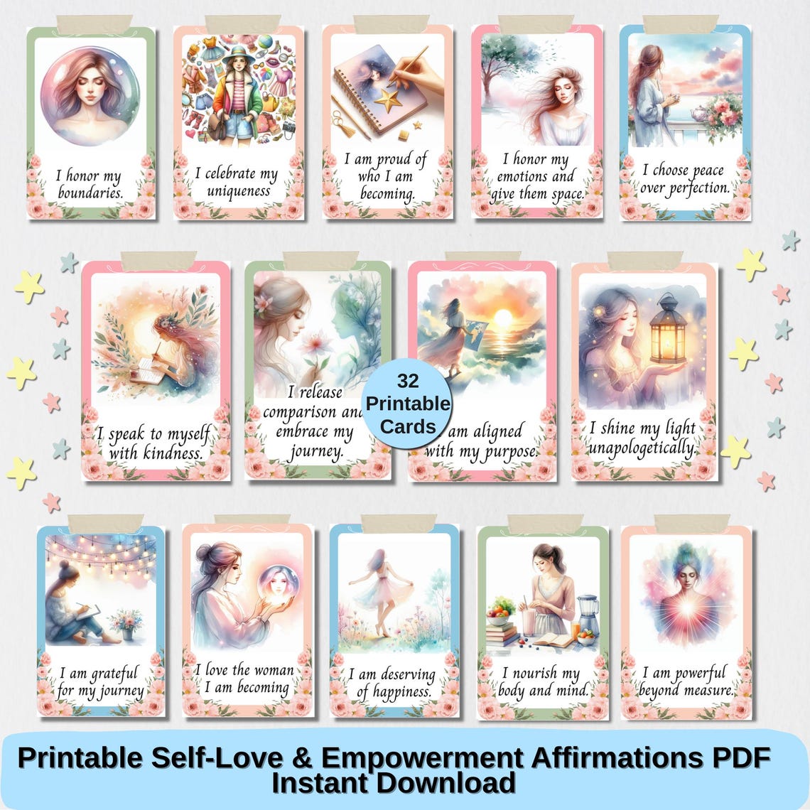 Affirmation Cards for Women + Bonus Self-care Checklist | Self-love ...