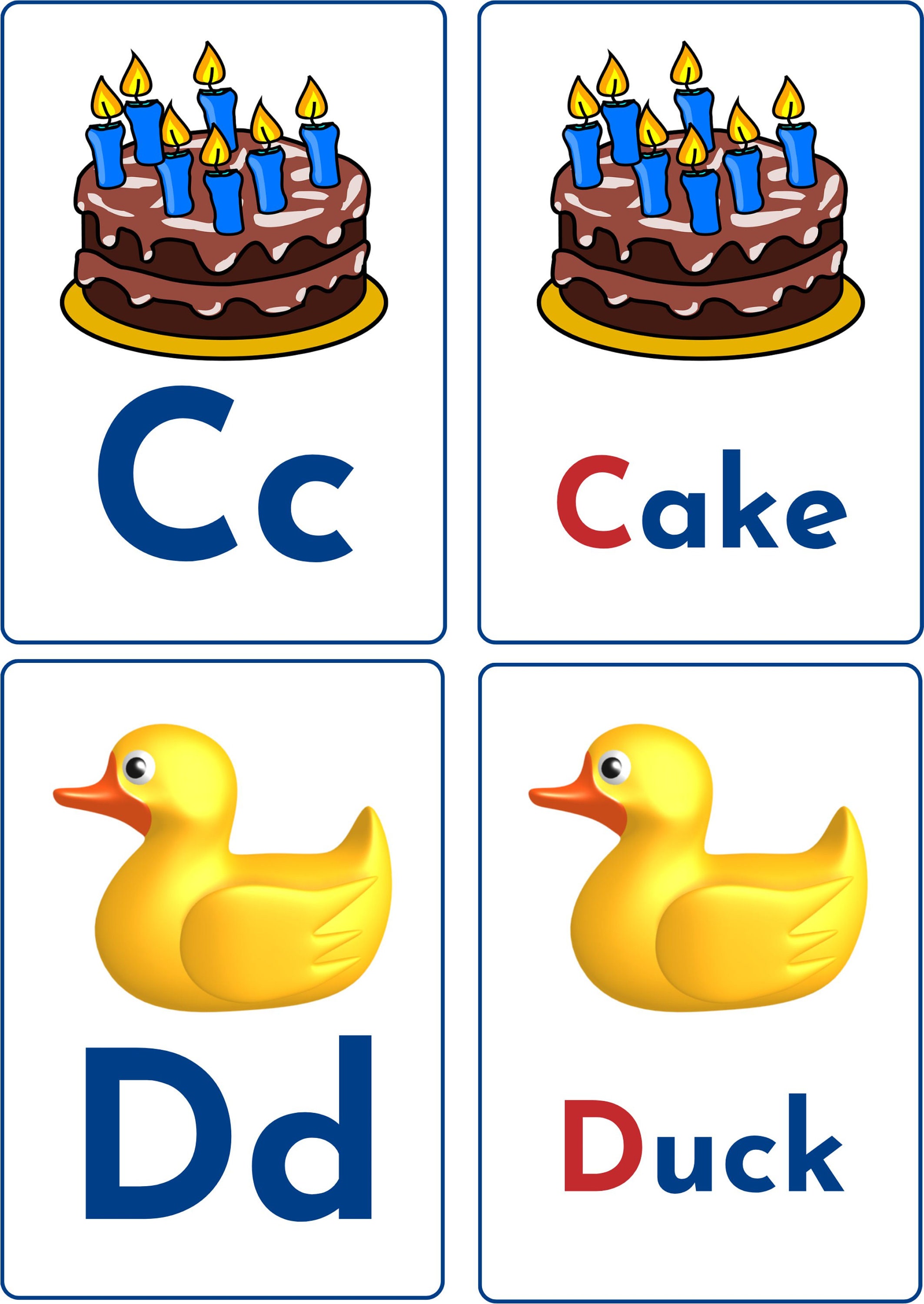 Alphabet Flash Cards, ABC Printable Picture Flash Cards, Preschool ...